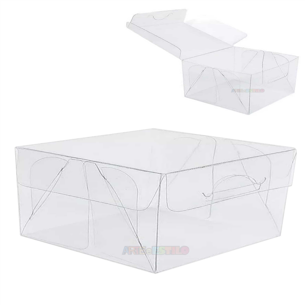 30 Caixas 10x10x4 para 4 doces Transparente Tampa Com Fecho caixinha de ...