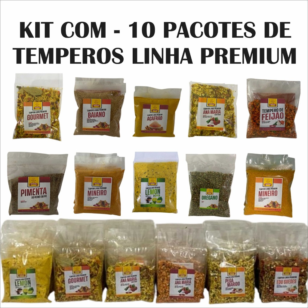Kit-3 (Premium) - 10 TEMPEROS 50G CADA TOTALIZANDO 500G NATURAIS SEM ...