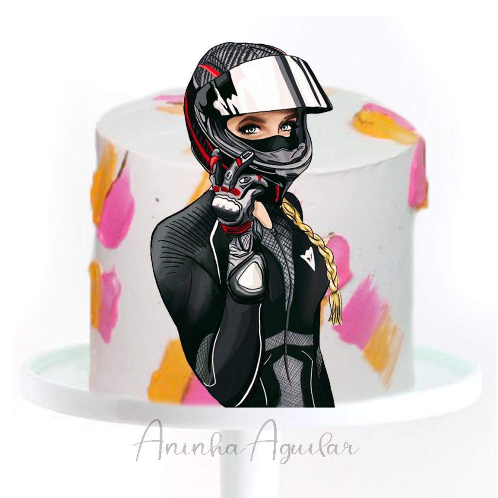 Topo De Bolo Personalizado Motoqueira - FAZEMOS QUALQUER TEMA | Shopee ...