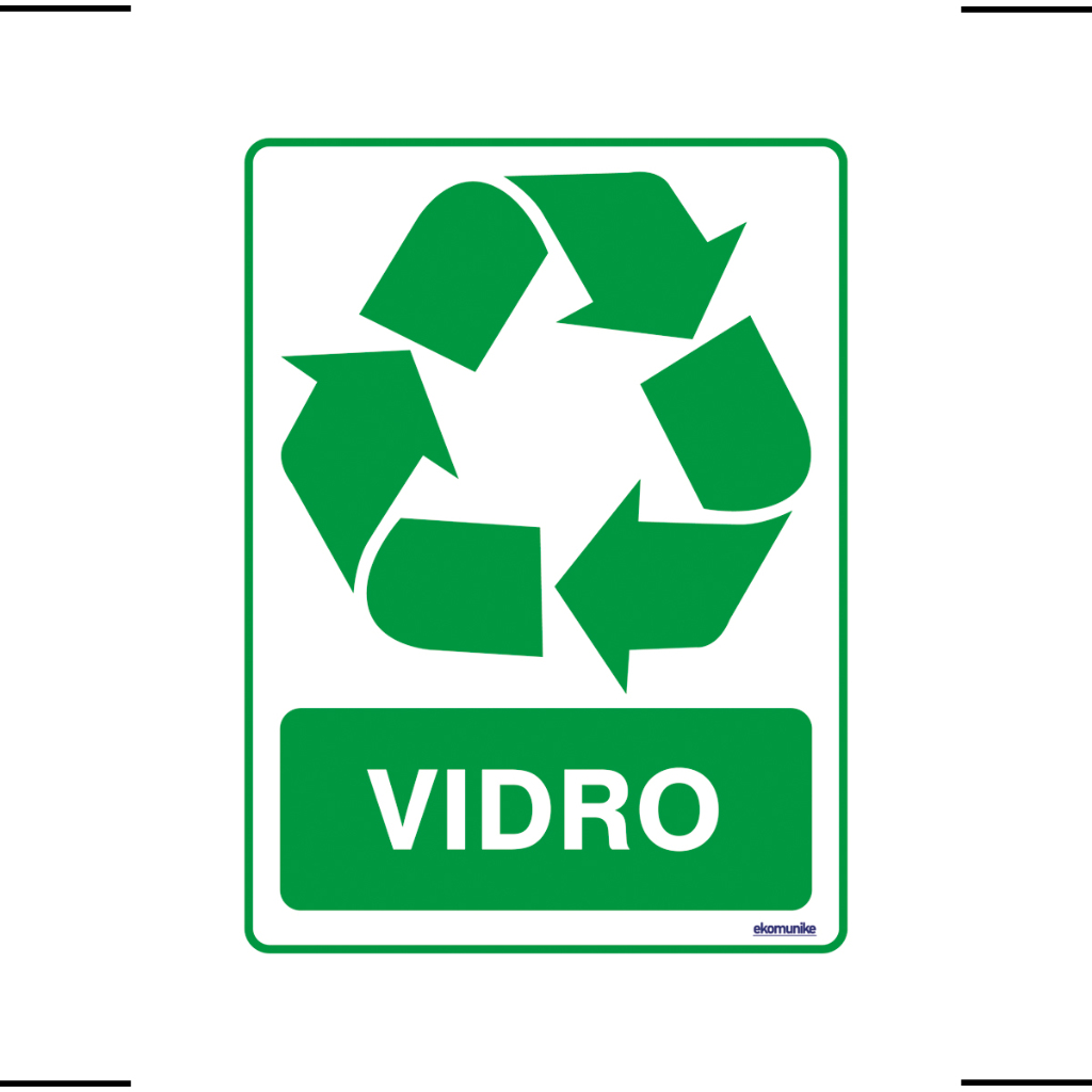 Placa De Sinalização Lixo Reciclável Vidro 15X20 Ekomunike - PS93 F5e ...
