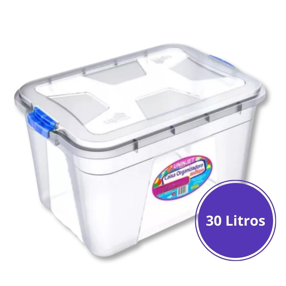 Caixa Organizadora Grande 30L Com Tampa e Travas Caixas Organizadoras ...