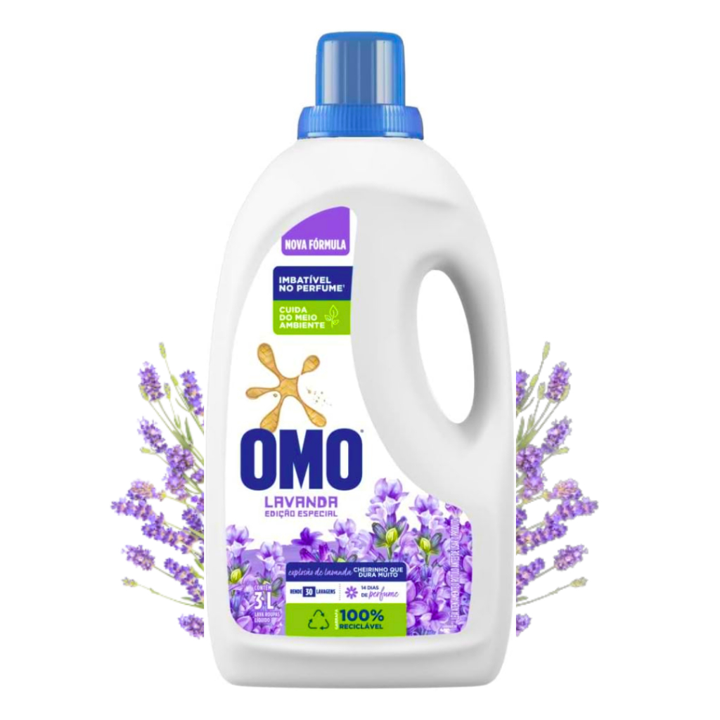 Omo 3 Litros Sabão Líquido Aroma Lavanda Rende Até 30 Lavagens ...