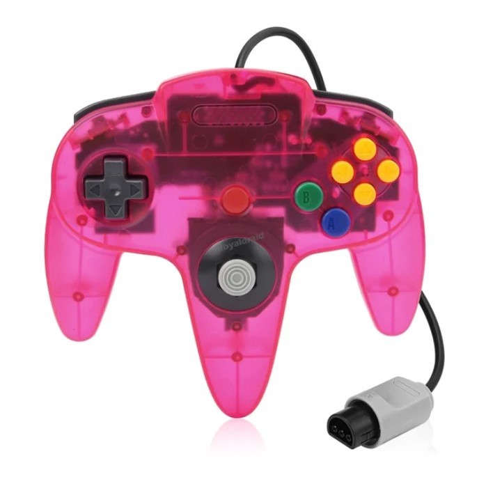 Controle com fio para Nintendo 64 joystick para N64 - rosa transparente ...