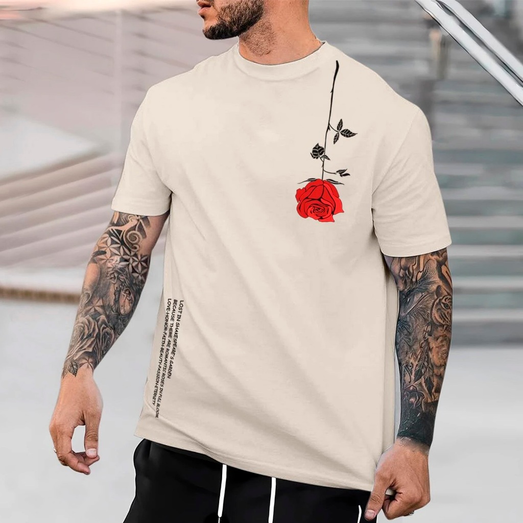 T-shirt Manfinity Homem Floral 100% Algodão | Shopee Brasil
