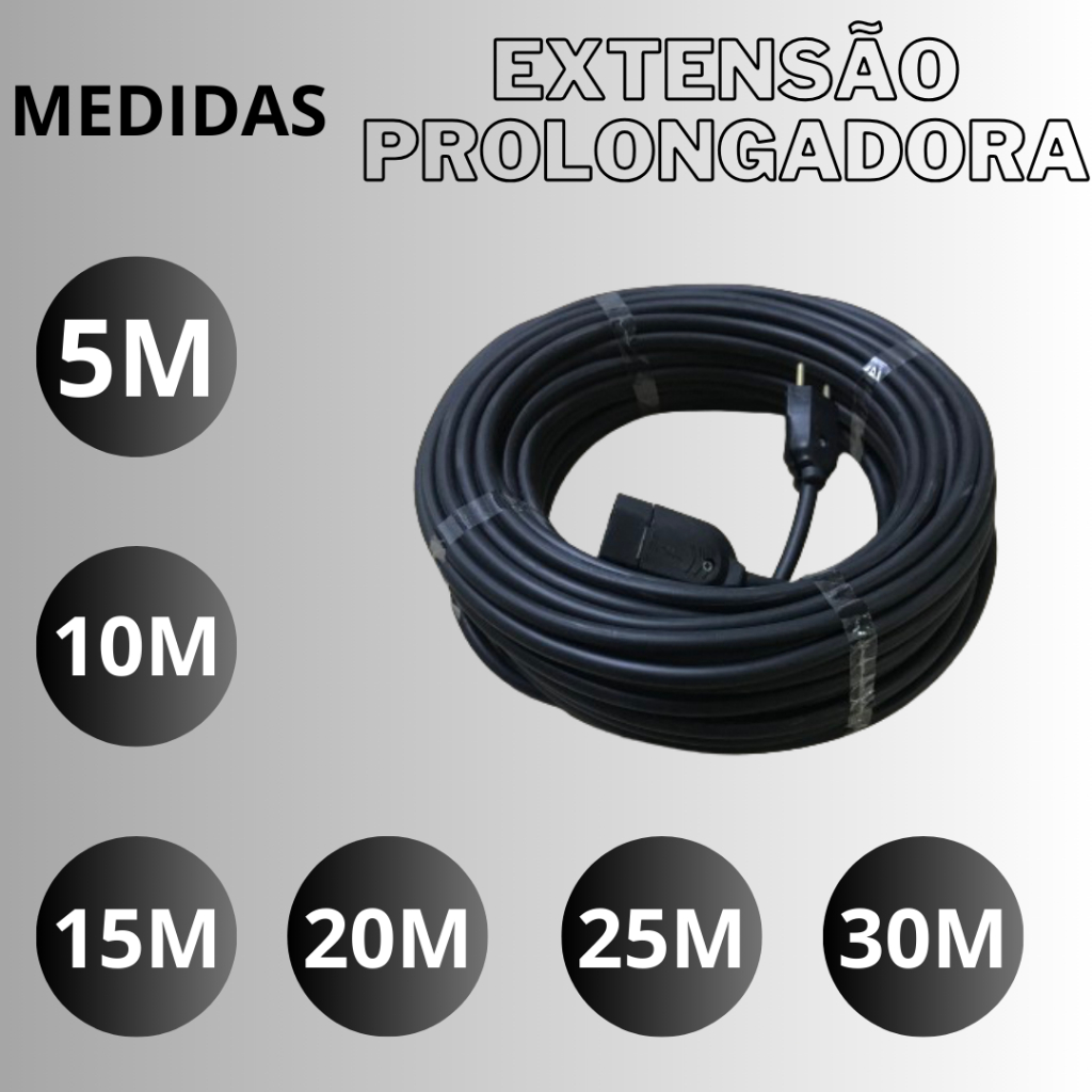 EXTENSÃO PROLONGADORA CABO PP 2x2,5MM | Shopee Brasil