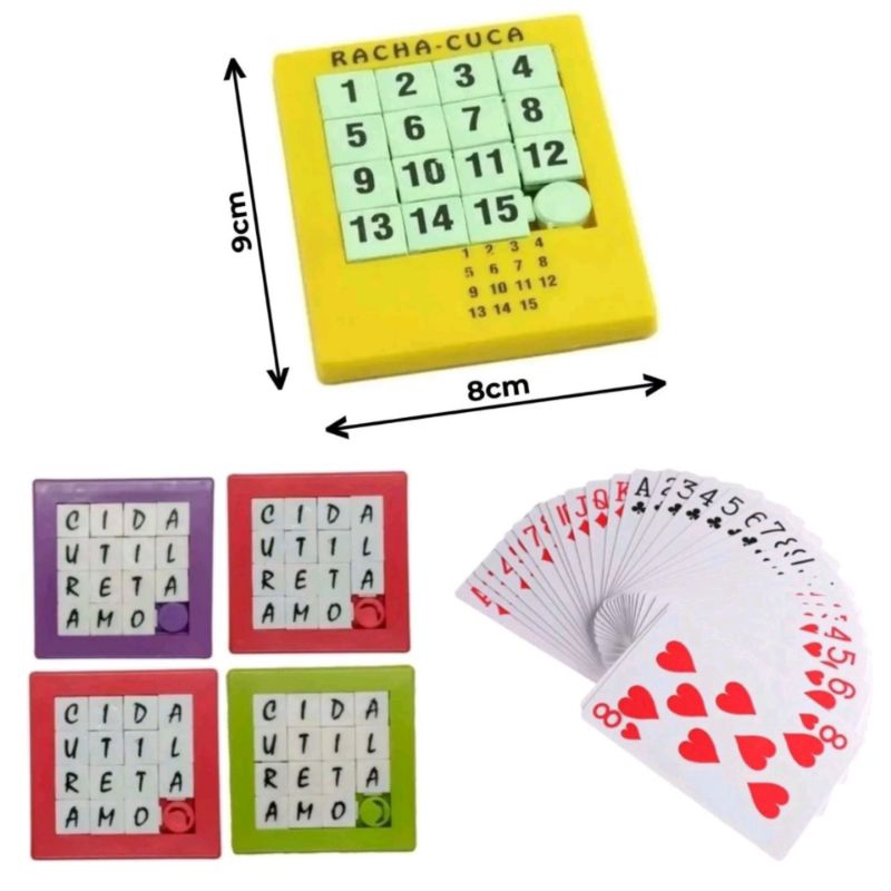 KIT 1 RACHA CUCA NUMEROS + 1 RACHA CUCA LETRAS + 1 BARALHO TOTAL 54 ...