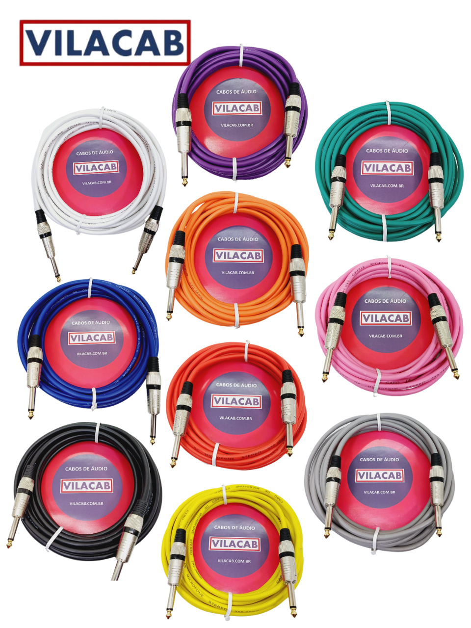 Kit 10 Cabos P10 P10 Mono Coloridos 1 Metro Multi-uso | Shopee Brasil