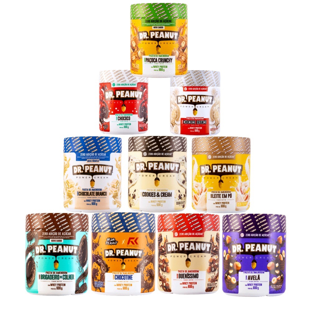 Dr Peanut 600g Pasta de Amendoim Premium - Enriquecida com Whey Protein ...
