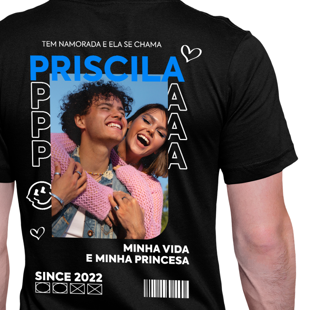 Camiseta Personalizada Namorada Frente E Costas Algodao - Estampa Personalizada Com Foto ...