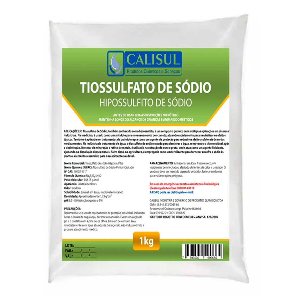 Tiossulfato De Sódio - Hipossulfito - Anti Cloro - 1kg | Shopee Brasil