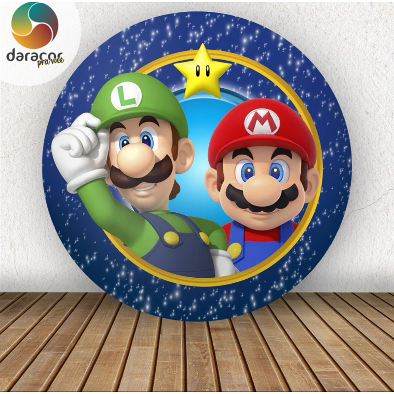Painel Redondo Super Mario 1,0x1,0 C/Elástico | Shopee Brasil