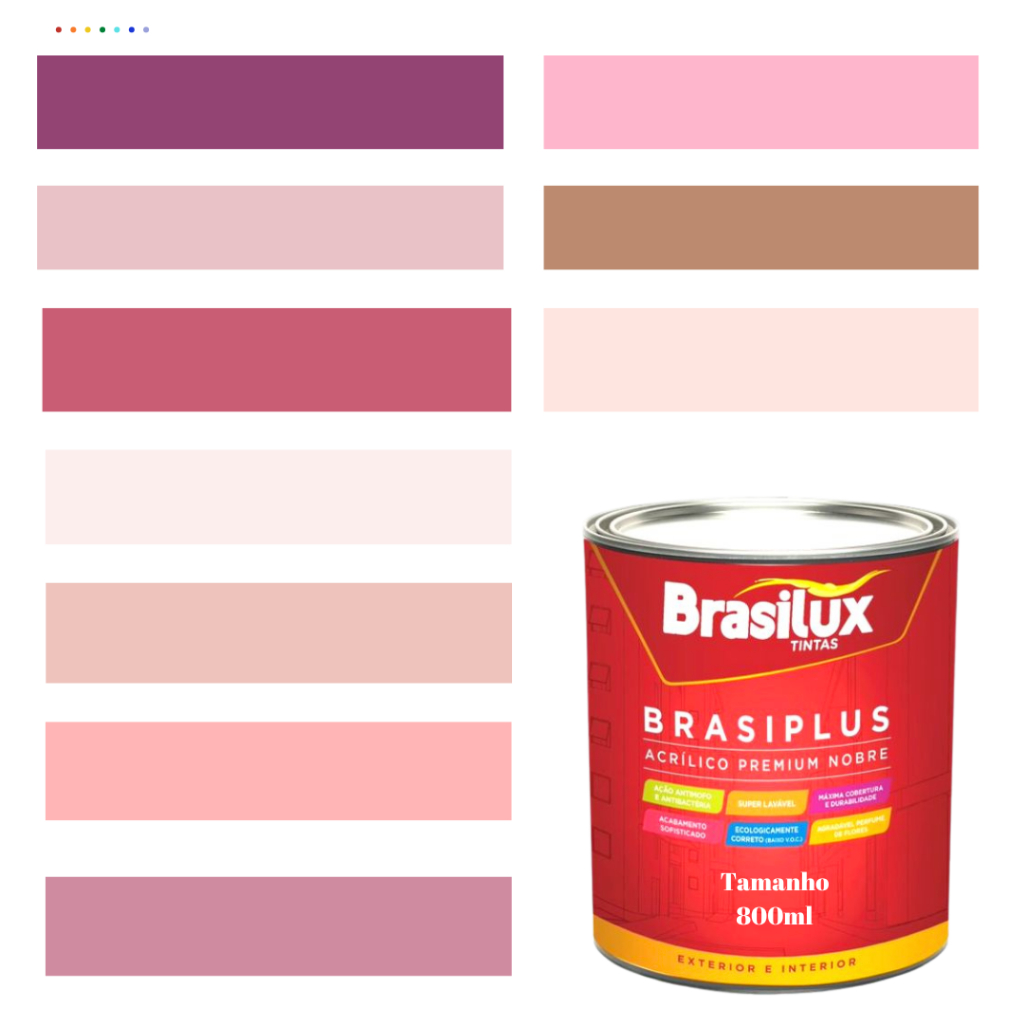 Tinta Rosa Parede 800ml Brasiplus Acrílica Fosca | Shopee Brasil