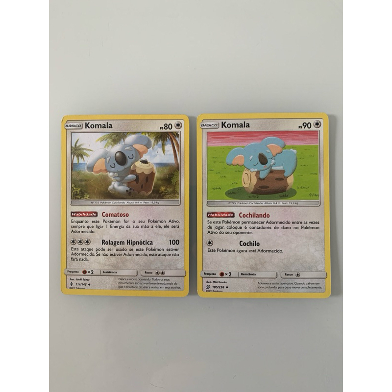 CARDS POKÉMON “KOMALA” - ORIGINAL | Shopee Brasil