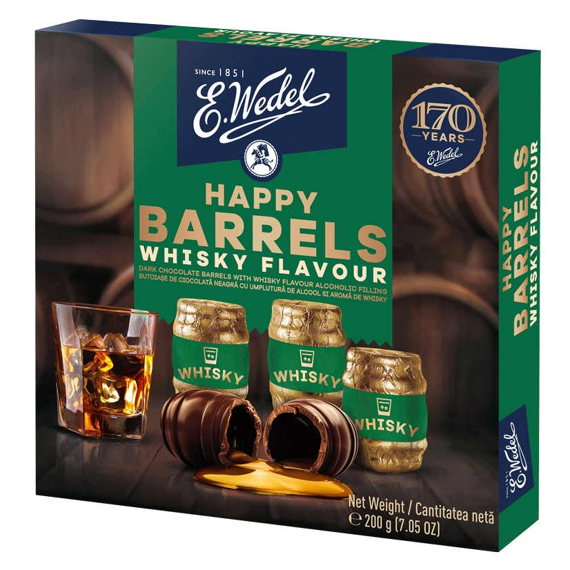 Chocolate Happy Barrels Whisky Flavour E.Wedel 200g | Shopee Brasil