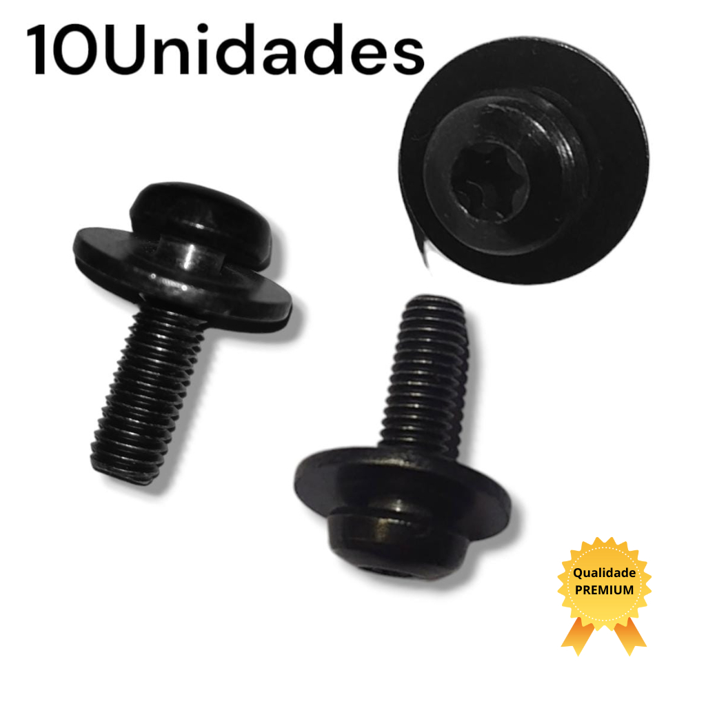Kit parafusos Torx Aço com Arruela 10pçs Preto | Shopee Brasil