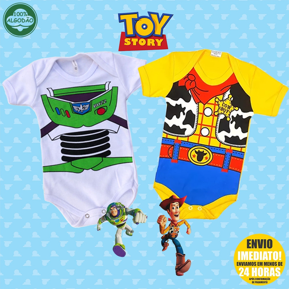 Body Bebê Woody e Buzz Lightyear Toy Story - Casual Temático Fantasia ...