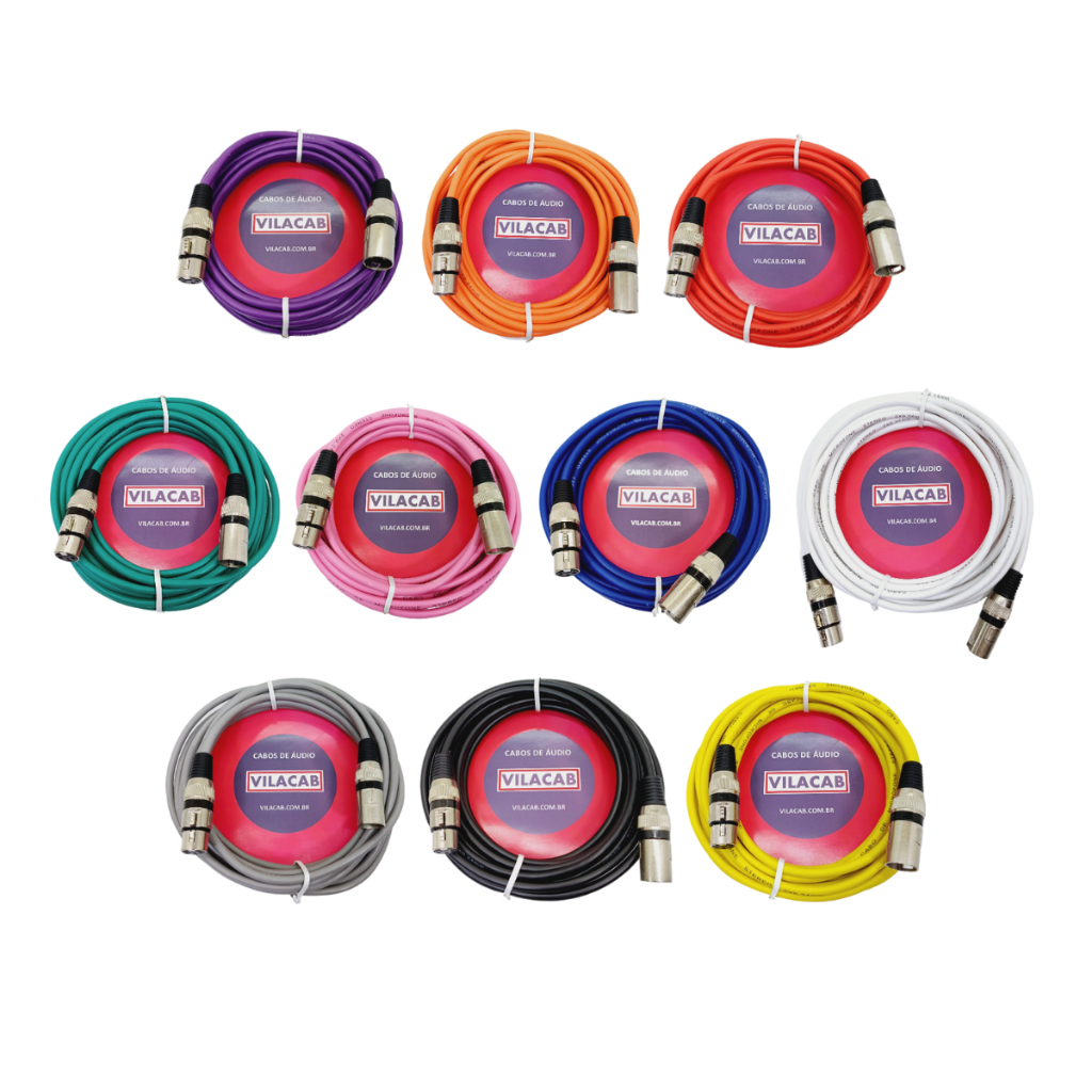 Cabo Microfone Xlr Dmx Stereo Balanceado em Cores 25 Metros | Shopee Brasil