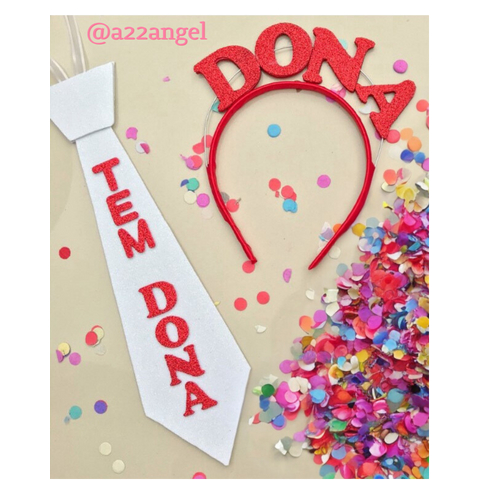 Kit Carnaval Tiara "DONA" com gravata ou plaquinha "TEM DONA ...