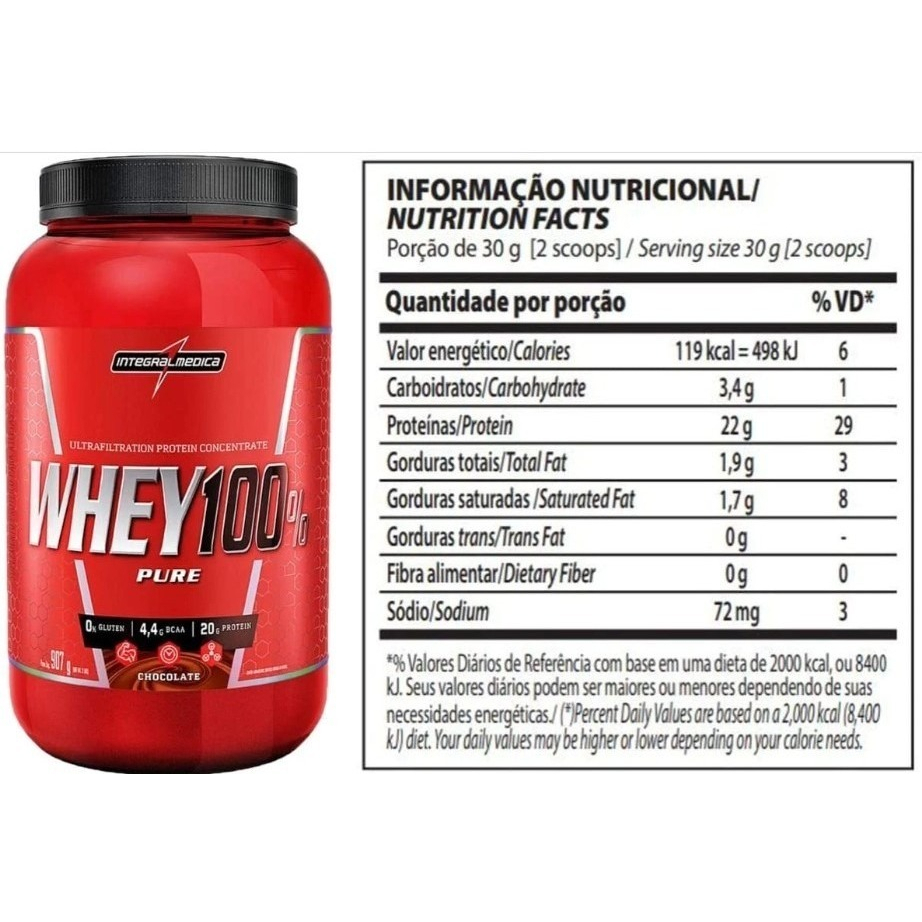Whey Protein Concentrado Integralmédica 100% Pure - Chocolate | Shopee ...