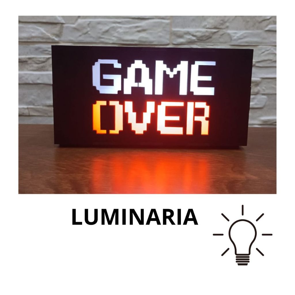 Luminária Gamer Geek de mesa Game Over Com Led | Shopee Brasil