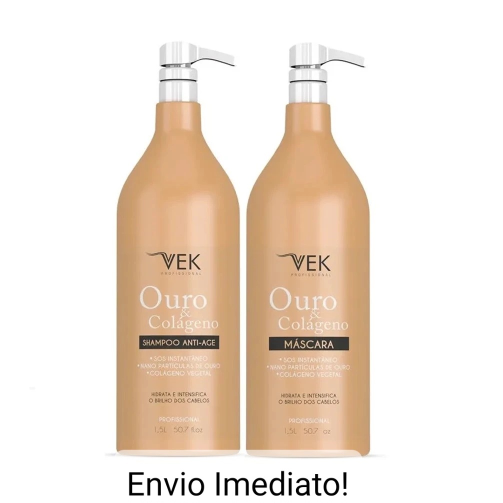 Kit Ouro E Colágeno Vek/kevon Hidratação E Reconstrução 1,5litro ...