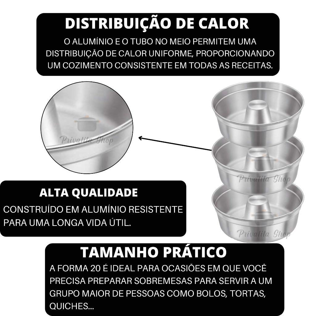 Forma de de Pudim Bolo Avulsa /kit de Torta Brigadeiro de padaria -Assadeira Cone de Alumínio N ...