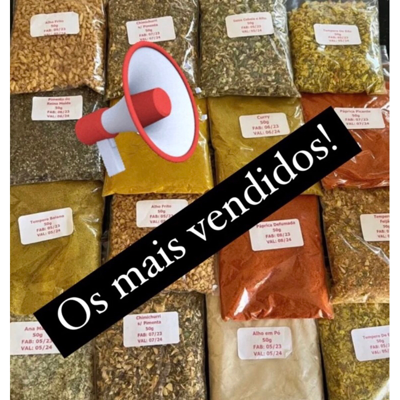 Super kit de sabores São seis temperos (de sua escolha) contendo 100 ...