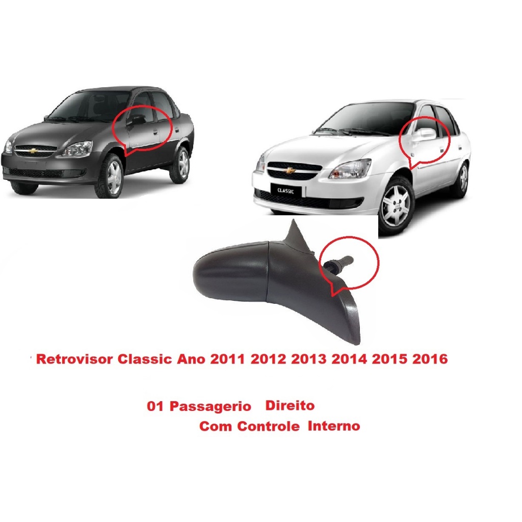 Retrovisor Corsa Classic 2012 2013 2014 2015 2016 C/ Controle Lado Direito (Passageiro) | Shopee ...