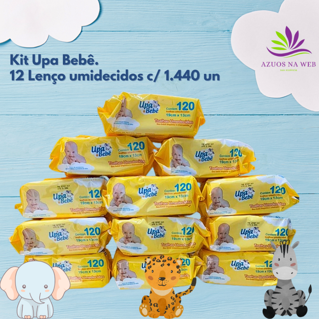 Kit 12 lenços umedecidos Upa Bebê com Flip Top Amarelo - 1.440 un ...