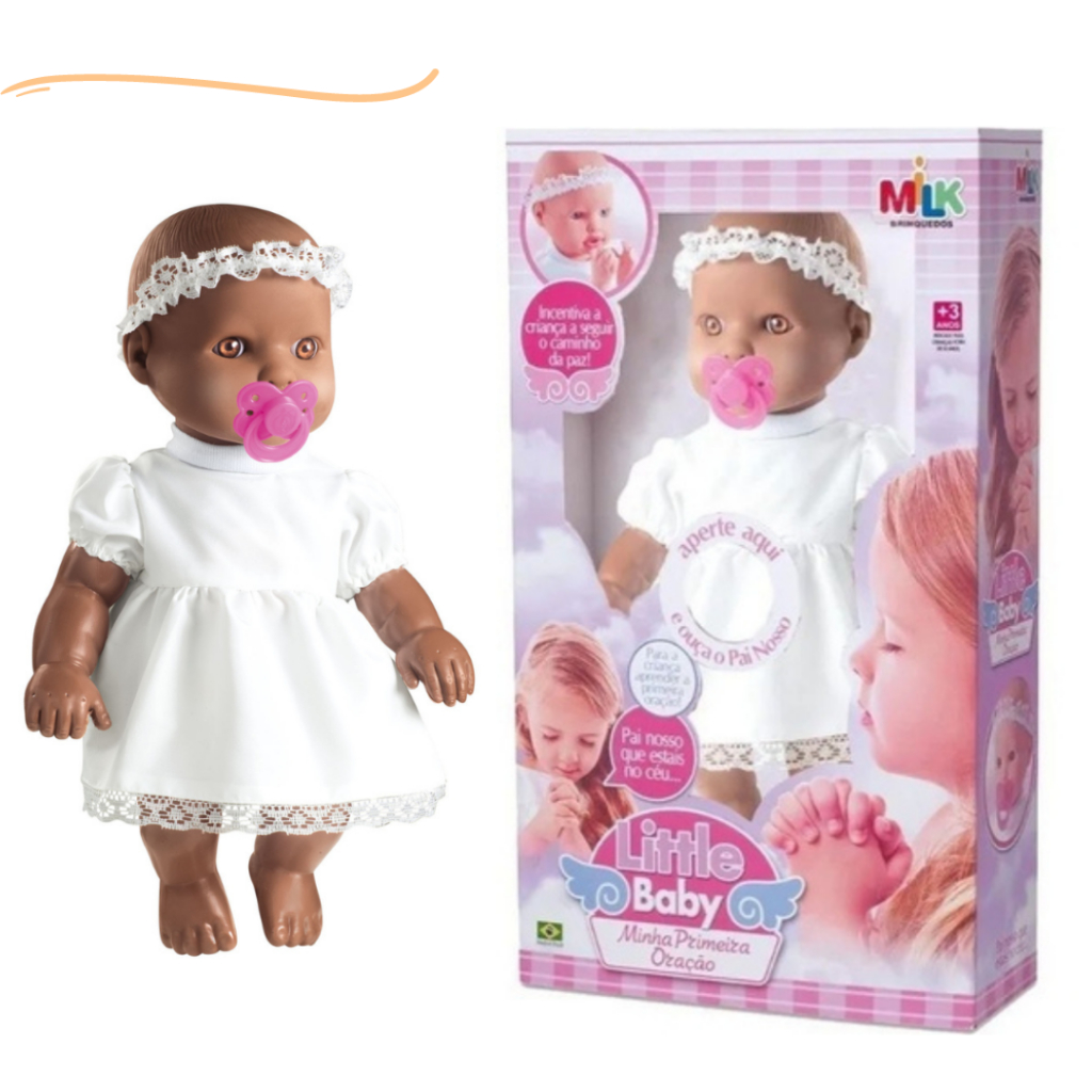 Boneca negra que fala reza ora pai nosso bebe preta nenem bonequinha ...