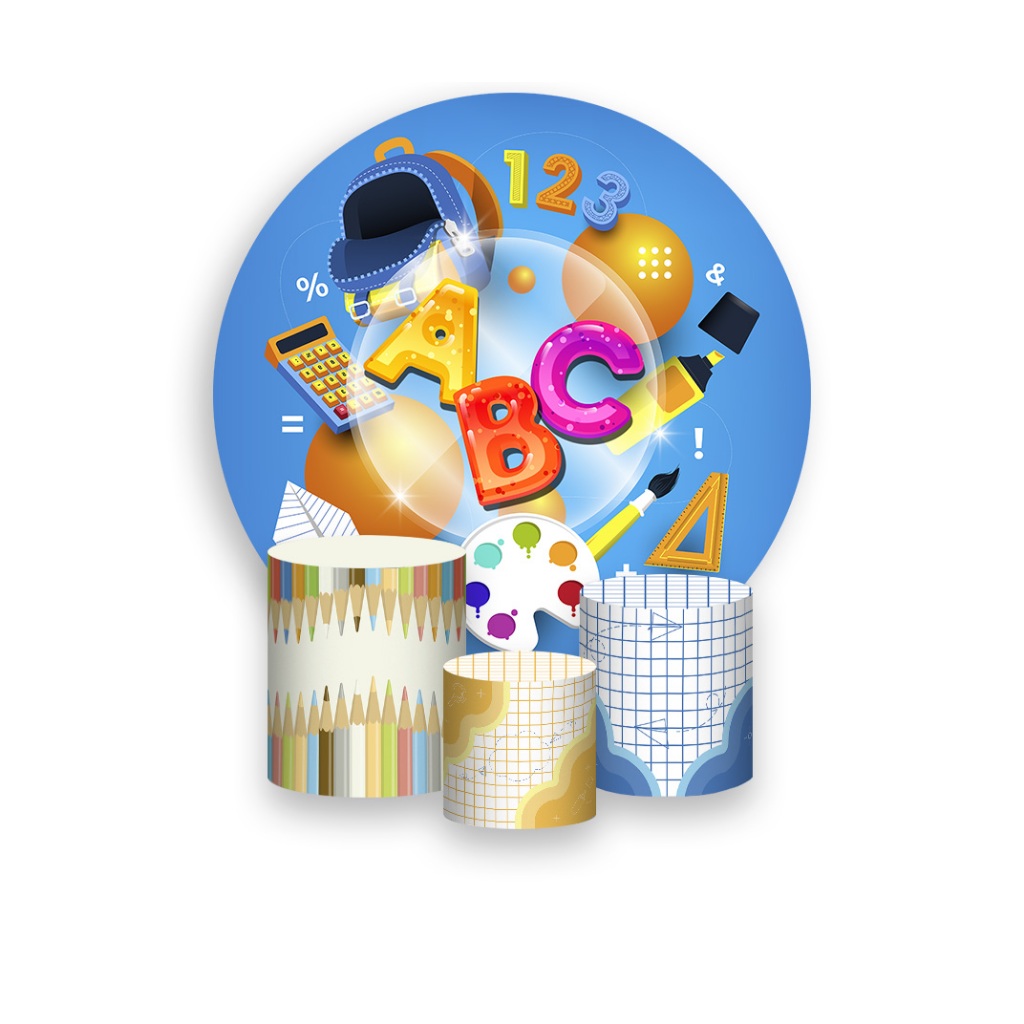 Painel De Festa Redondo + Trio De Capa Cilindro - Escola ABC Infantil ...