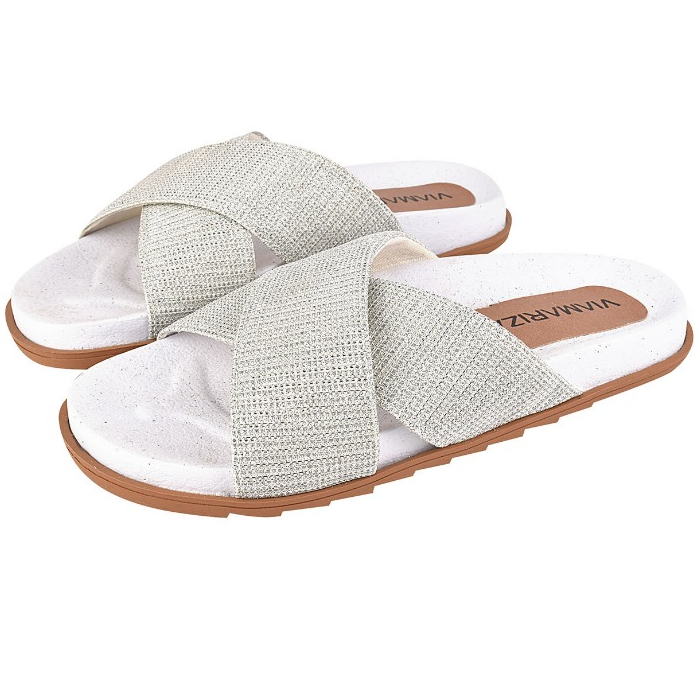 Sandalia Feminina Rasteira Chinelão Via Mariza com Gliter | Shopee Brasil