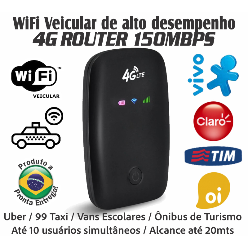 Roteador Portátil - Wifi Veicular 3g/4g - Desbloqueado Modem E Roteador ...