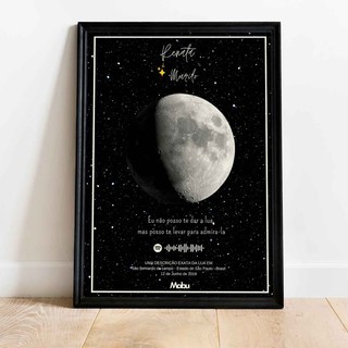 Quadro Fases da Lua / Mapa da Lua / Mapa lunar - Personalize o seu ...