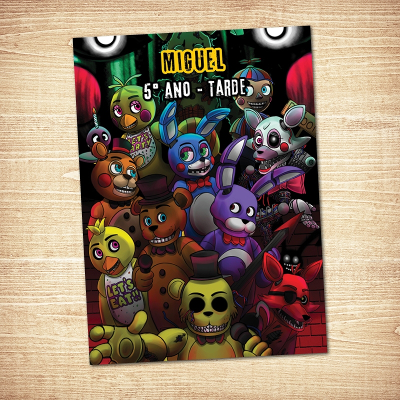 Kit 6 Adesivos Freddy Night at Freddy's / Capa Caderno / A4 | Shopee Brasil