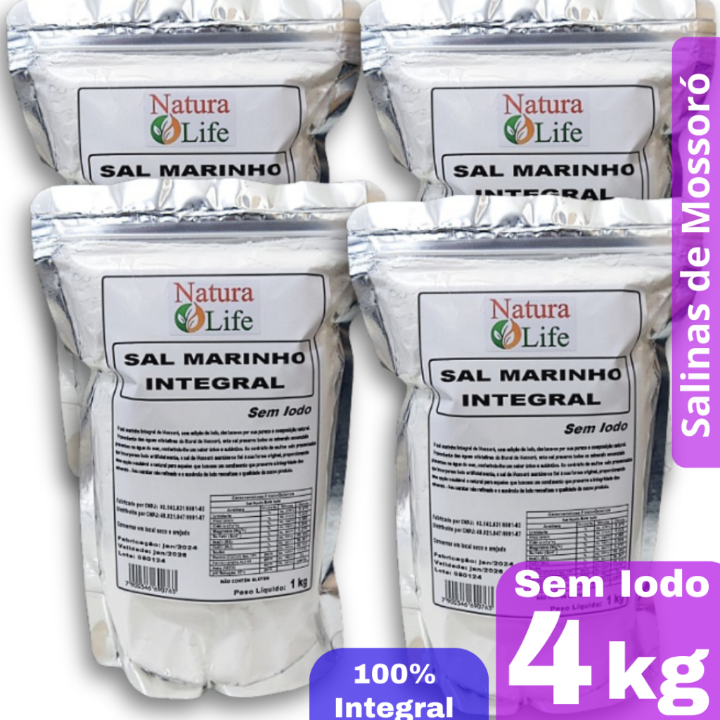 Sal Marinho Integral Sem Iodo Moído 4kg Salinas de Mossoro | Shopee Brasil