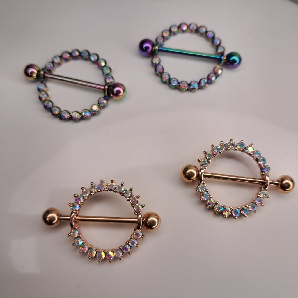 Piercing de mamilo Aro E Strass / Par de Piercing / Par | Shopee Brasil