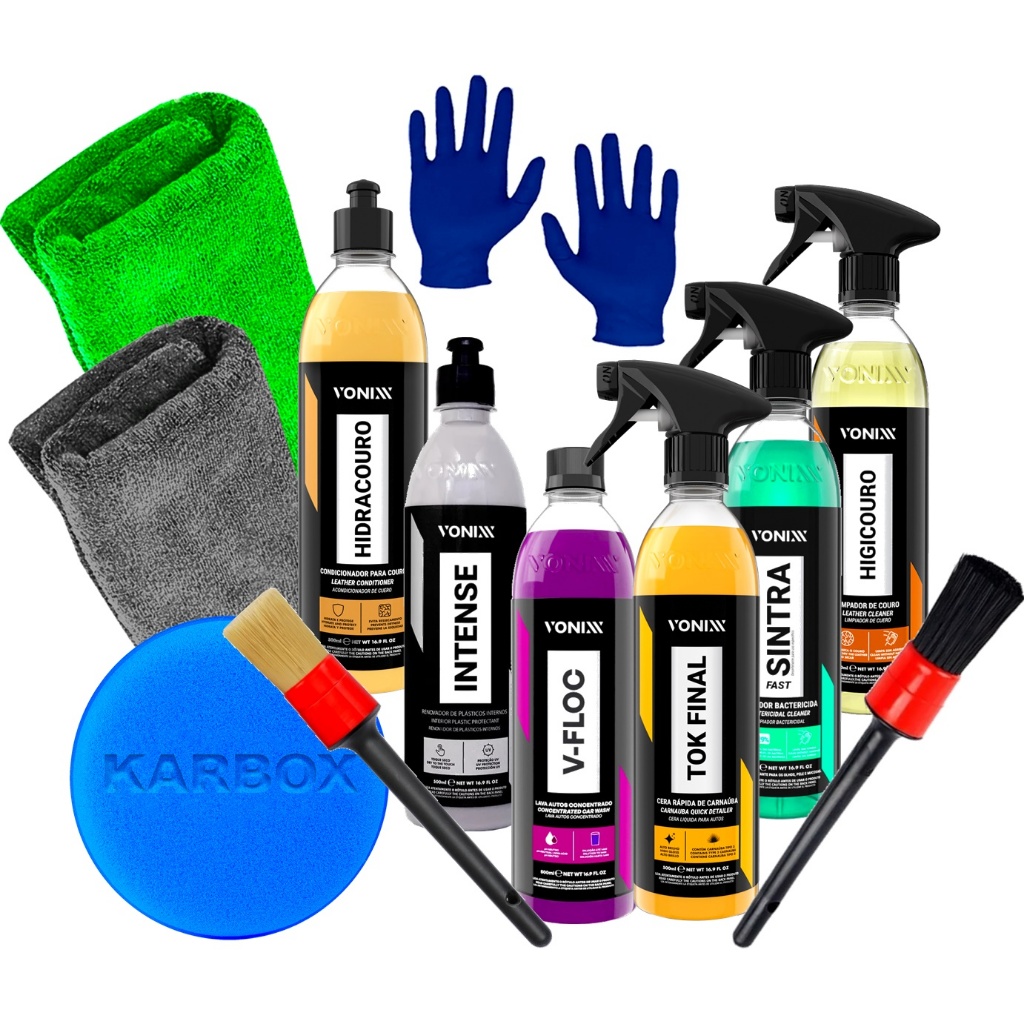 Kit Completo Limpeza Automotiva Vonixx Lavagem de Carro Moto Higicouro Hidracouro Sintra Intense ...