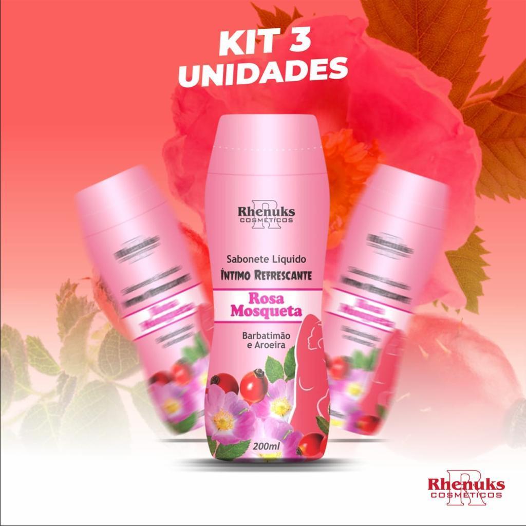 SABONETE INTIMO LIQUIDO ROSA MOSQUETA RHENUKS - CAIXA COM 3 UNIDADES ...