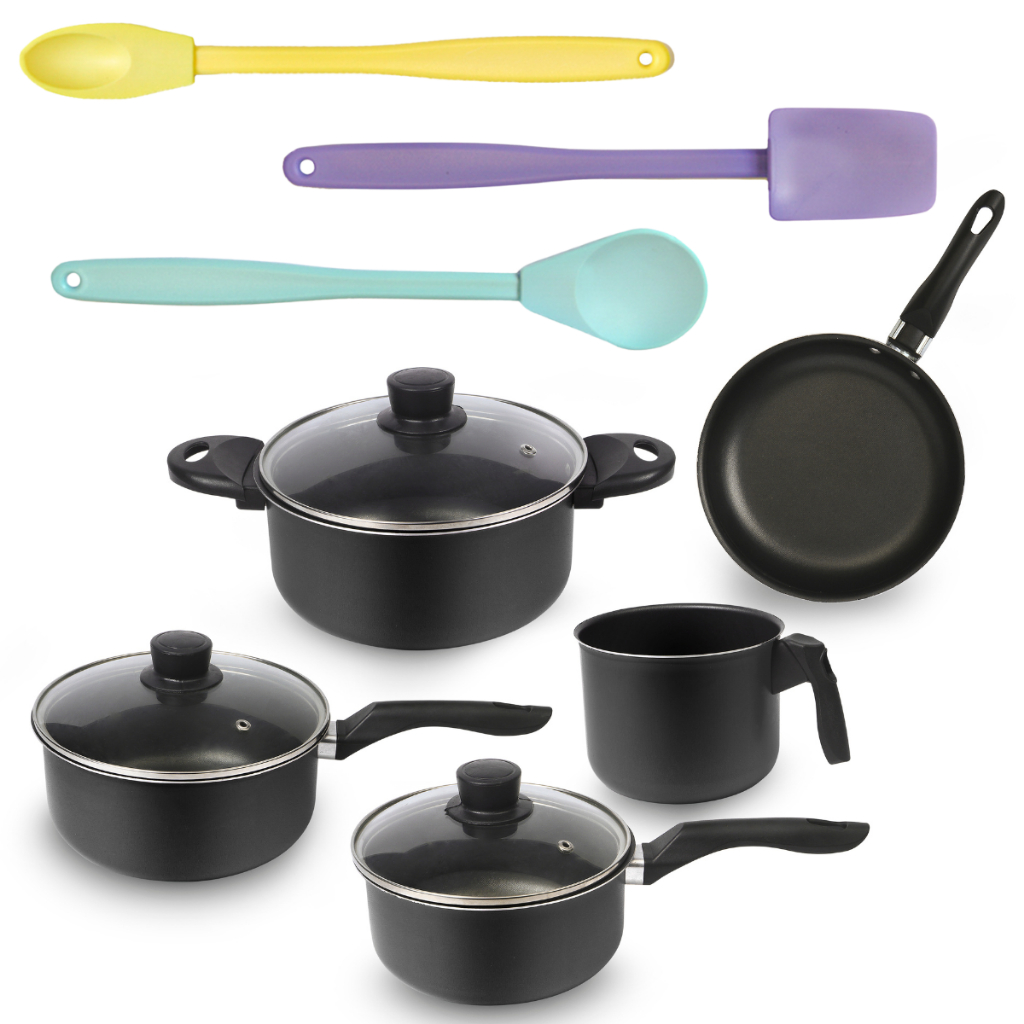 Conjunto Panelas Teflon Antiaderentes Basic 8 Peças Com Tampas De Vidro ...