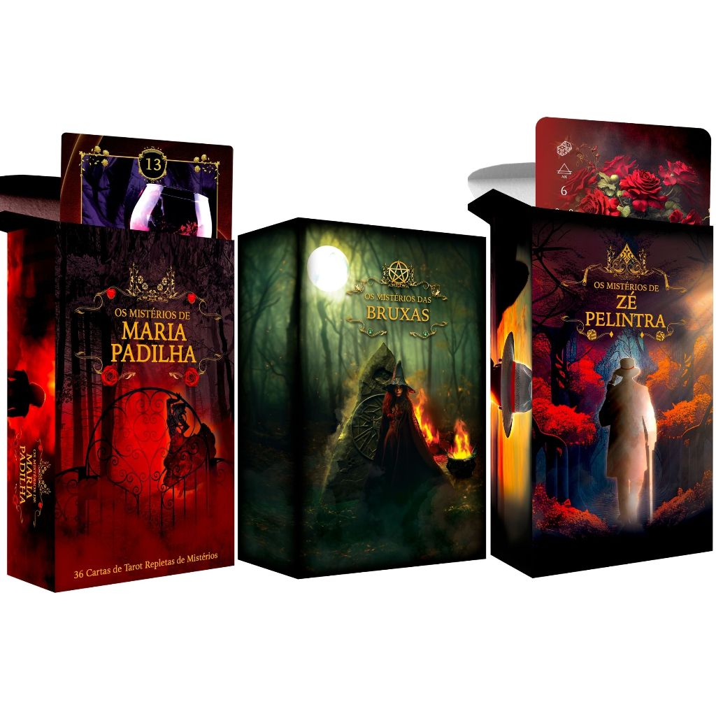 Kit 3 Tarot Mistérios Maria Padilha + Zé Pelintra + Bruxas Wicca ...