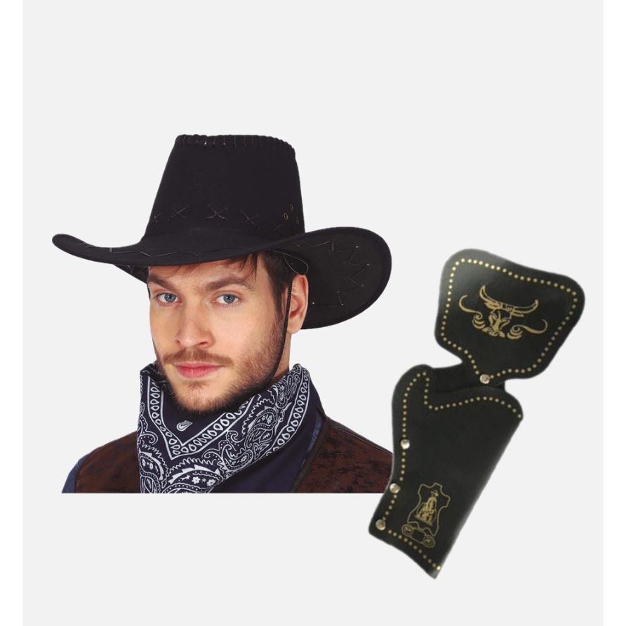 Chapéu Cowboy Kit Xerife Cinturão Fantasia cosplay Carnaval Adulto ...