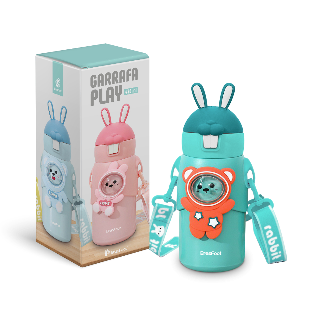Garrafa Play Tema Coelho Para Beber 470ml Cor Verde | Shopee Brasil