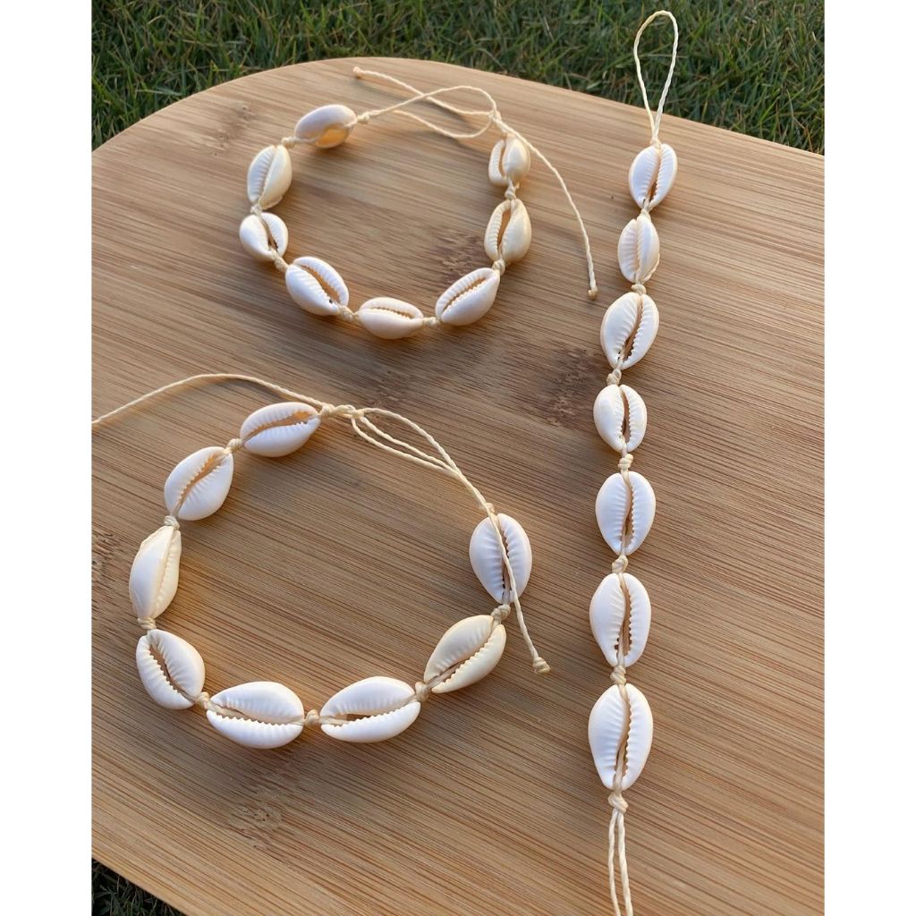 Kit Choker de Búzios Concha Praia Com Pulseira/Tornozeleira | Shopee Brasil