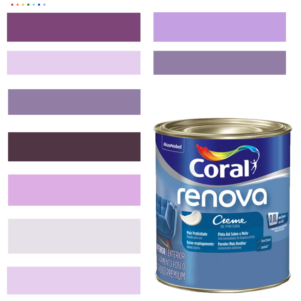 Tinta de Parede Roxo Acrílica Coral Renova 800ml Antimofo | Shopee Brasil