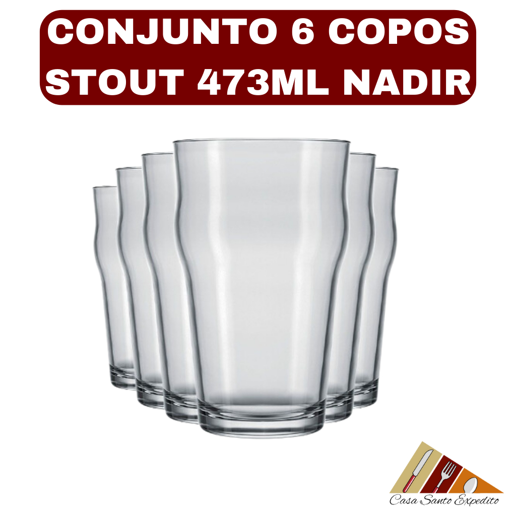 Kit 6 Un Jogo de Copo Cerveja Stout 473 ml Nadir Figueiredo (ENVIO IMEDIATO) | Shopee Brasil