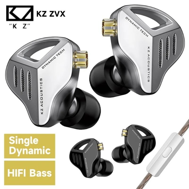 KZ ZVX Fone de Ouvido Metálico Drive Atualizado KZ Dinâmico HiFi In Ear Monitor de Palco Jogos ...