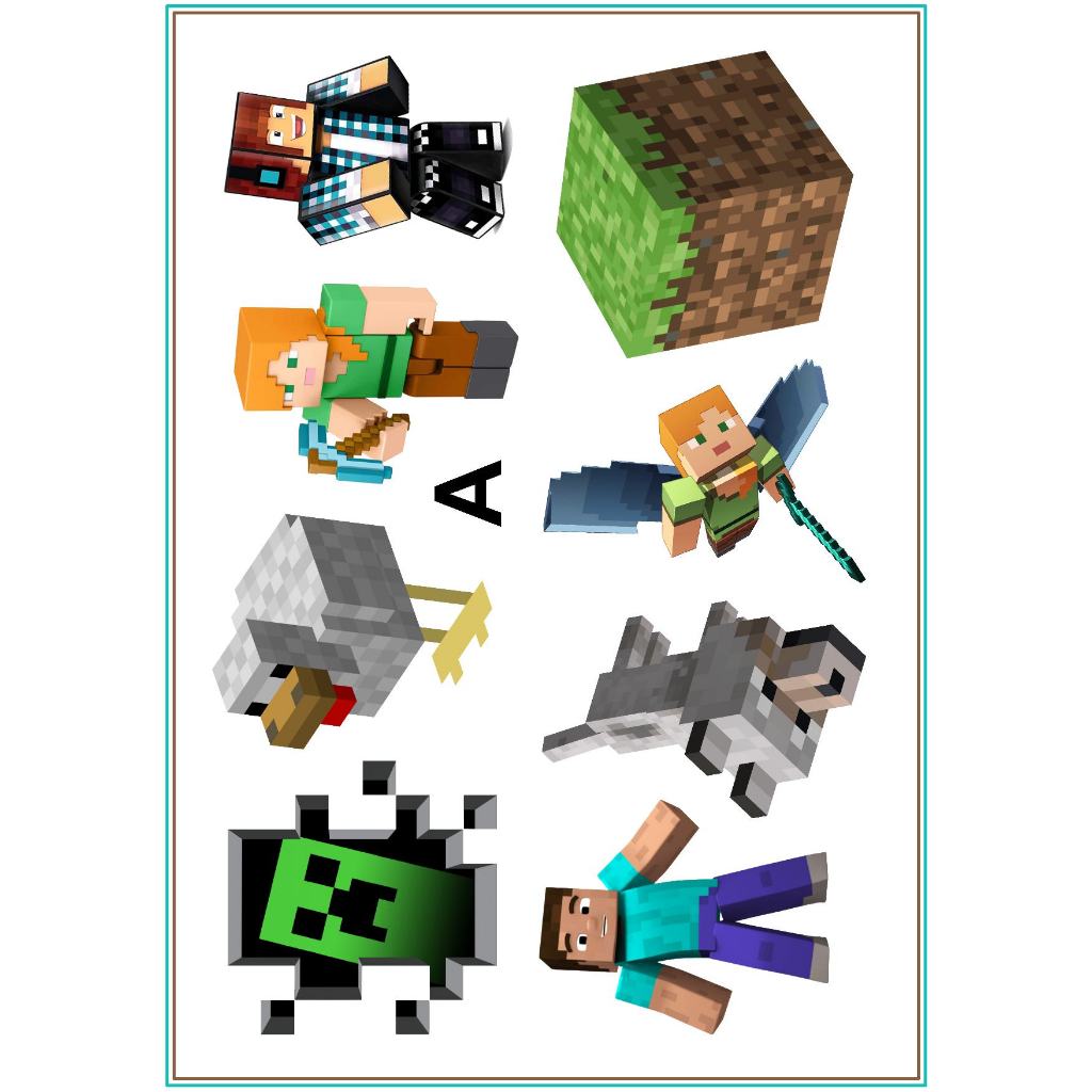 APLIQUES OU ADESIVOS AUTO COLANTE - MINECRAFT - TAMANHO 8CM (8 UNIDADES ...