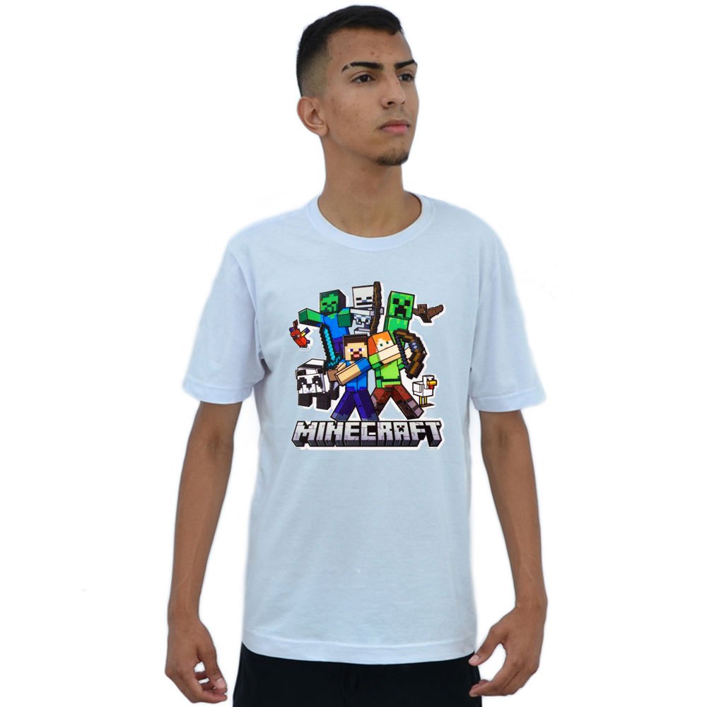 camisa minecraft estampada unissex adulta e infantil | Shopee Brasil