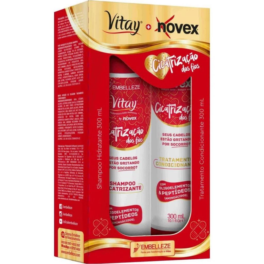 Kit Novex Vitay Cicatrização dos Fios Shampoo + Condicionador 300ml ...